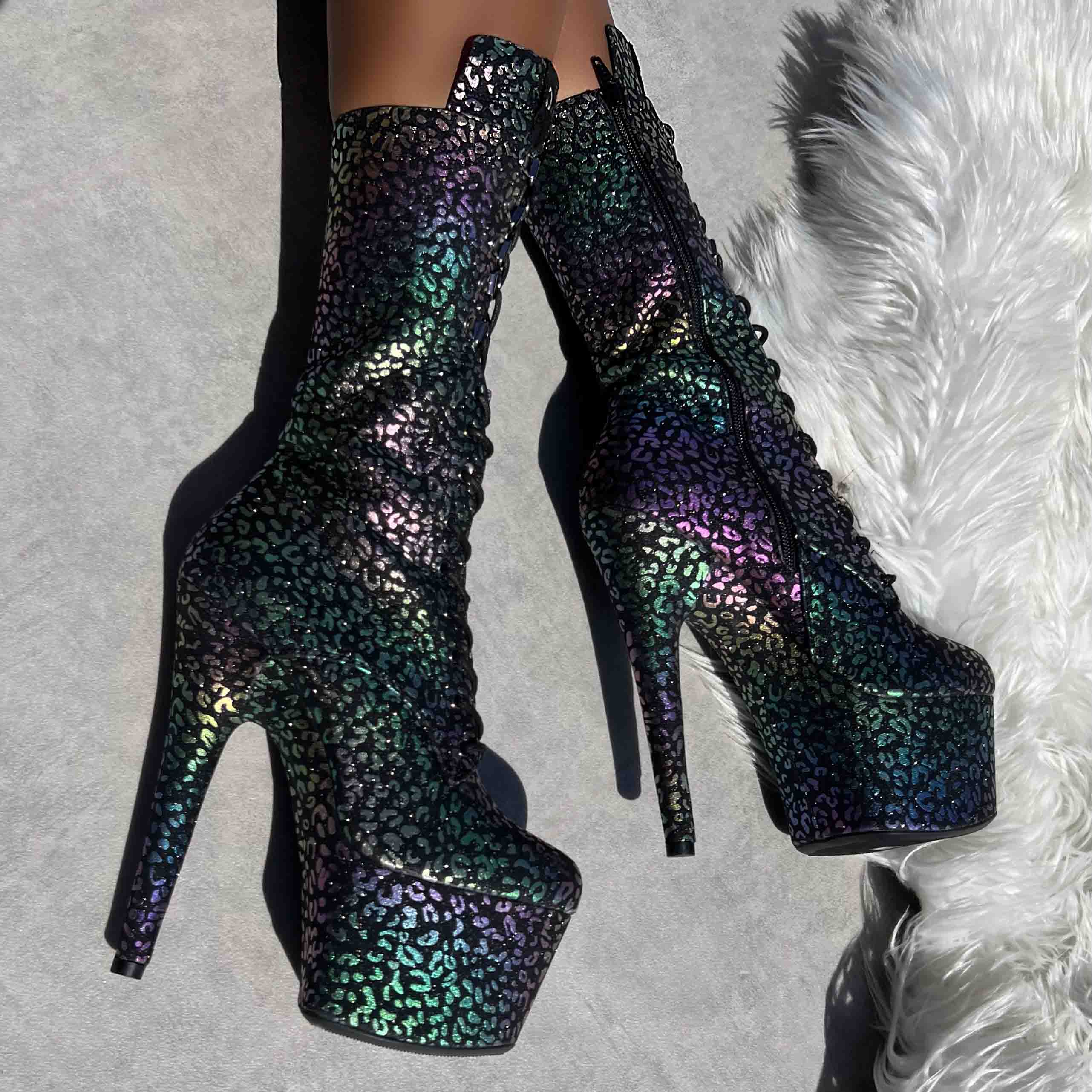 Moonlight Leopard High Ankle Boot - 7INCH – Hella Heels US