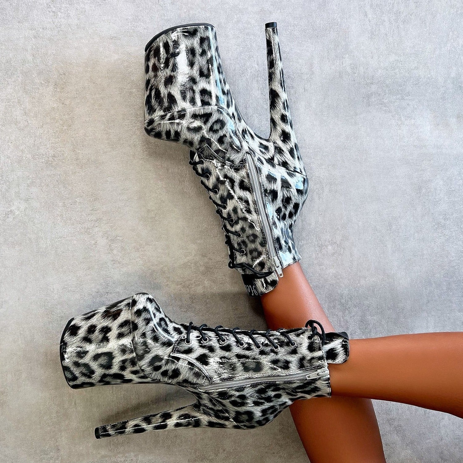 Snow Leopard Ankle Boot - 8 INCH – Hella Heels US