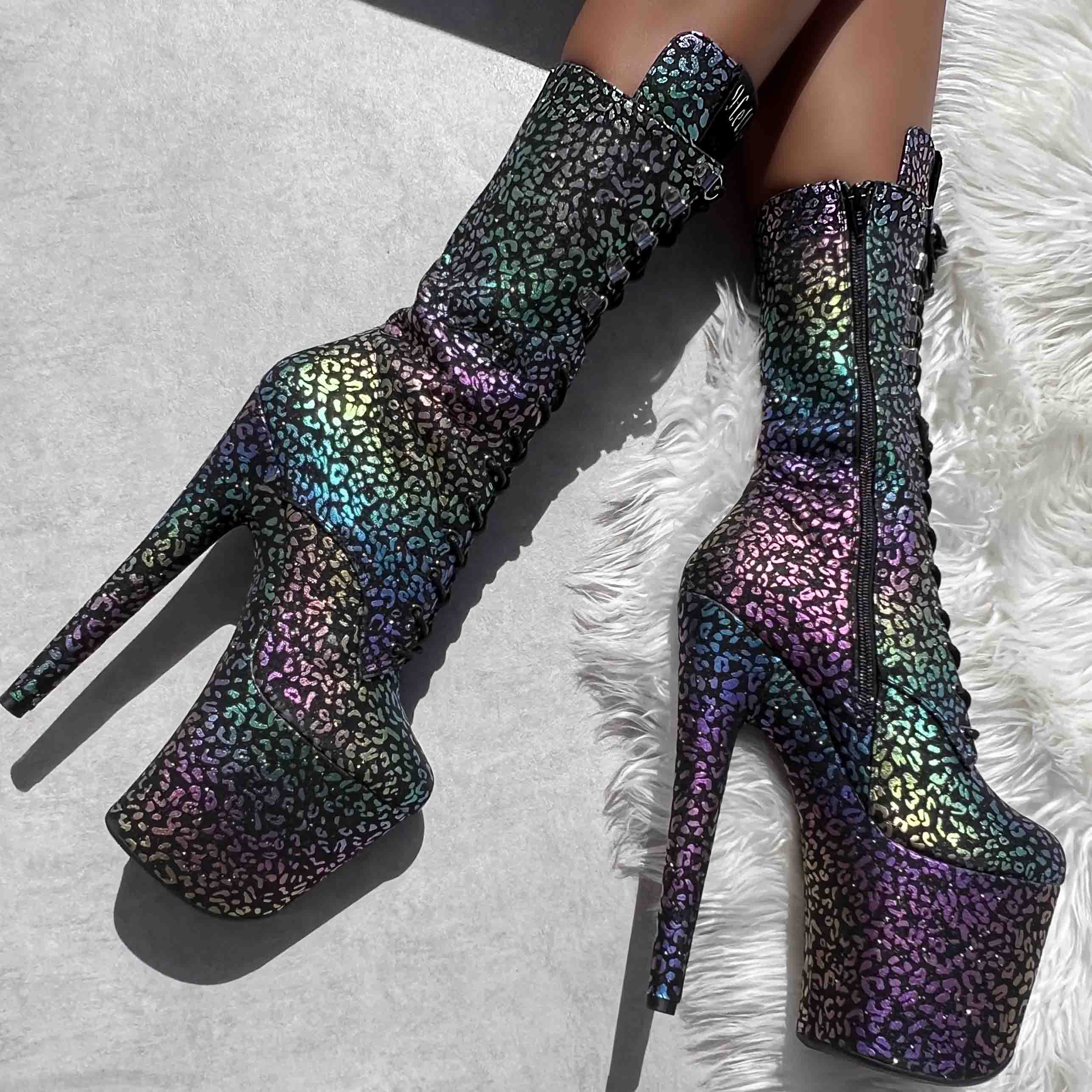 Moonlight Leopard High Ankle Boot - 8 INCH – Hella Heels US