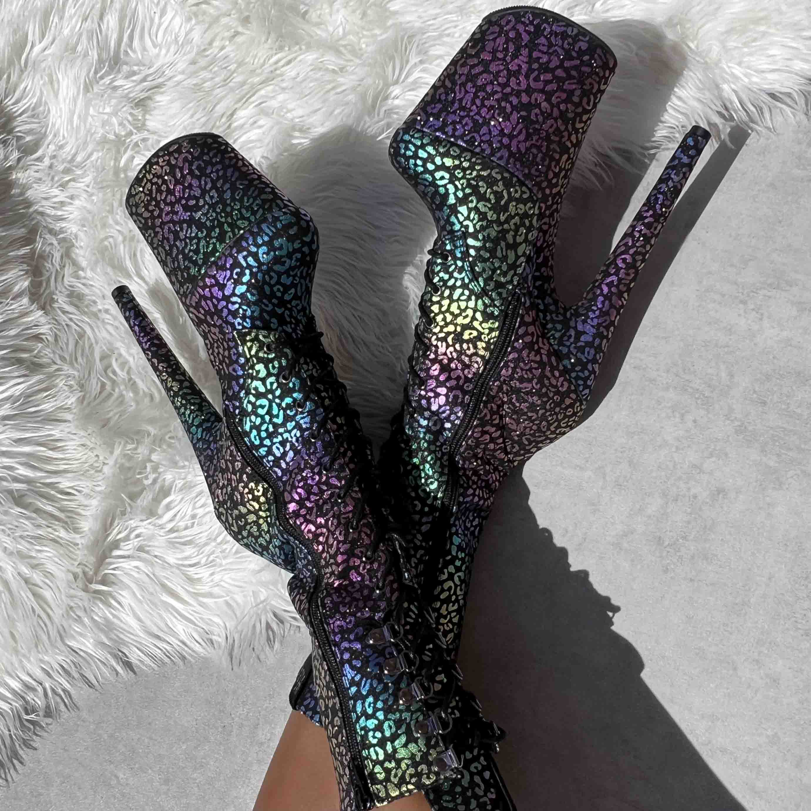 Moonlight Leopard High Ankle Boot - 8 INCH – Hella Heels US