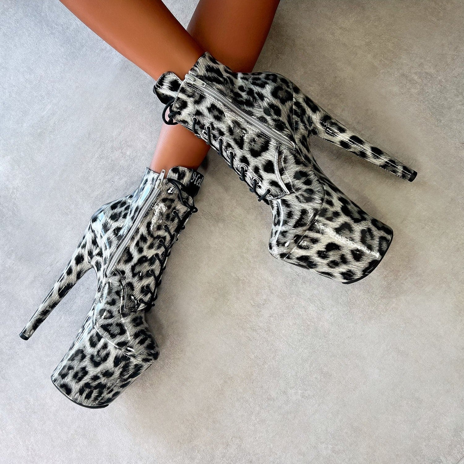 Snow Leopard Ankle Boot - 8 INCH – Hella Heels US