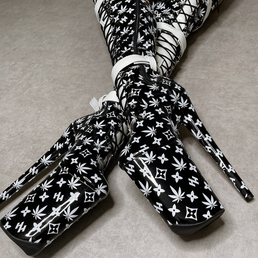 Branded Thigh High - Black - 9 INCH – Hella Heels US